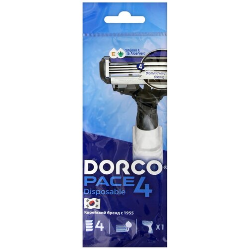 Одноразовый бритвенный станок Dorco Pace 4 (одноразовый), черный, 1 шт.