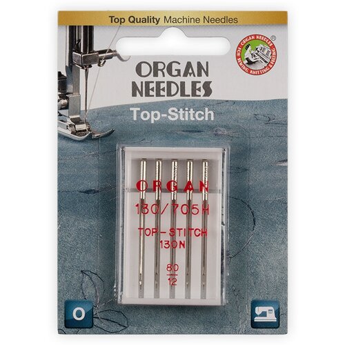 Иглы для быт. шв. машин ORGAN TOP-STITCH 5 шт в блистере 5600080BL № 80