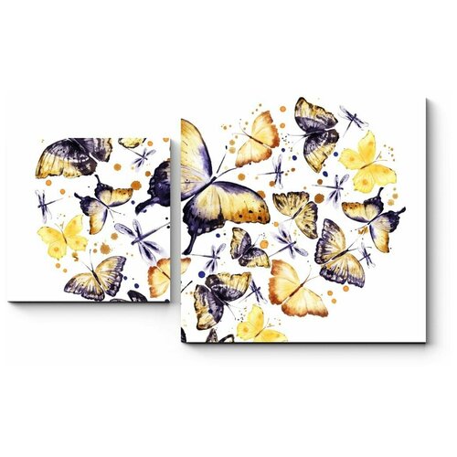 Модульная картина Винтажные бабочки 140x84