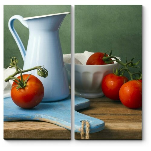 Модульная картина Спелые томаты на ветке 80x80