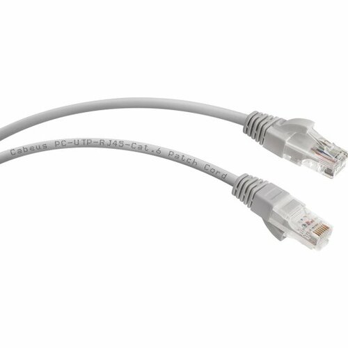 Патч-корд Cabeus U/UTP PC-UTP-RJ45-Cat.6-10m категория 6, 2xRJ45/8p8c, неэкранированный, серый, PVC, 10м