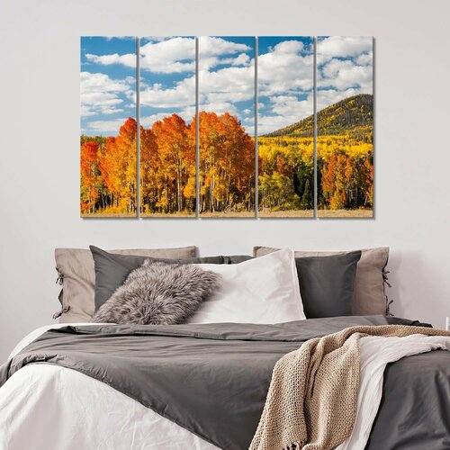 Модульная картина/Модульная картина на холсте/Модульная картина в подарок/разноцветный лес-multicolored forest 125х80