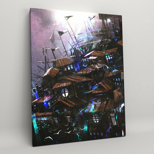 Картина на холсте (интерьерный постер) "Фантастические трущобы", с деревянным подрамником, размер 30x40 см