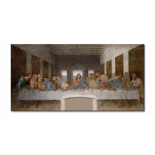 Картина для интерьера на холсте Леонардо да Винчи "Тайная вечеря" 50х100 см, холст без подрамника