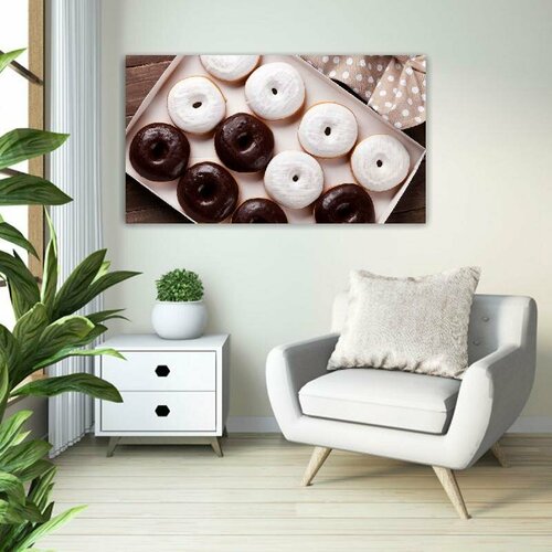 Картина на холсте 60x110 LinxOne "Пончики глазурь chocalate donuts" интерьерная для дома / на стену / на кухню / с подрамником