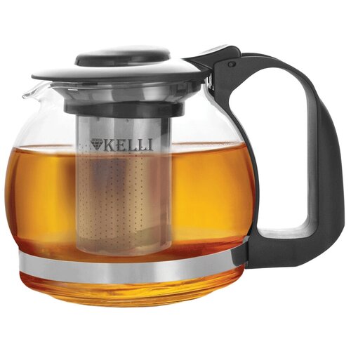 Kelli Заварочный чайник KL-3088 1,2 л, 1.2 л, прозрачный/черный
