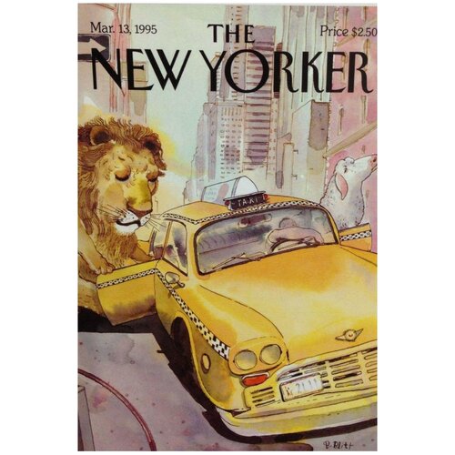 Постер / Плакат / Картина Обложки New Yorker - Животные в такси 60х90 см в подарочном тубусе