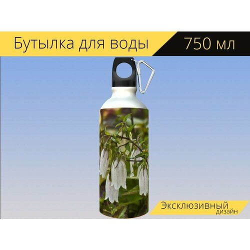 Бутылка фляга для воды "Природа, цветок, корея" 750 мл. с карабином и принтом