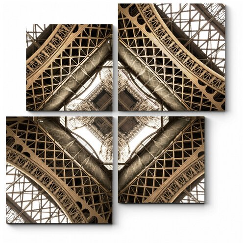 Модульная картина Эйфелева башня изнутри 60x60