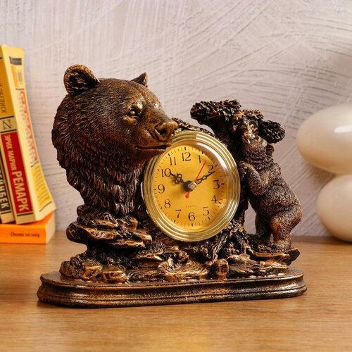 Часы настольные "Каминные. Медведица", дискретный ход, 23 х 8.7 х 19 см, d-7 см