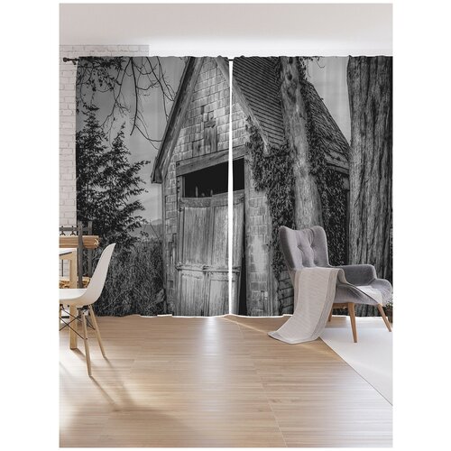 Шторы под лён JoyArty "Лесной дом", серия Oxford DeLux, 340х265 см