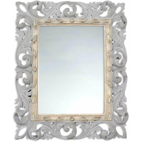 Зеркало настенное декоративное, зеркало прямоугольное интерьерное 33,3х38,3 см GIPSOTECA BLANC MARICLO