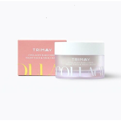 Ночной крем для кожи лица и шеи с коллагеном и бакучиолом TRIMAY Collagen Bakuchiol Night Face & Neck Cream, 50г