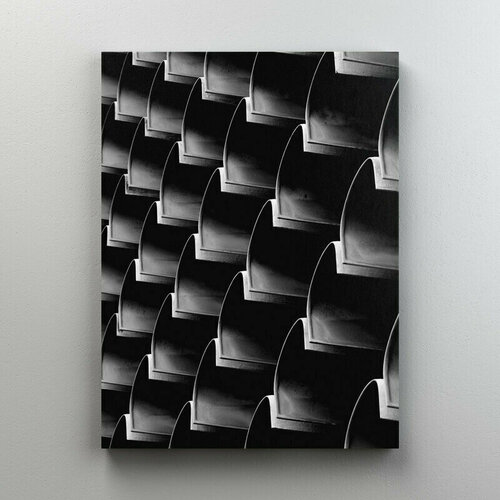 Интерьерная картина на холсте "Ажурные черно-белые металлические конструкции - абстракция" размер 30x40 см
