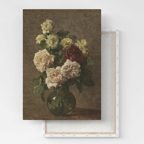 Картина на холсте, репродукция / Анри Фантен-Латур - Jug with Roses / Размер 30 x 40 см