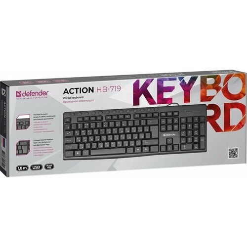 Клавиатура проводная Defender Action HB-719, черный
