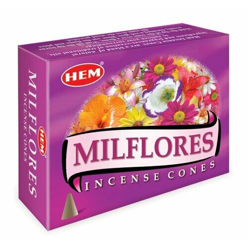 Hem Incense CONES MILFLORES (Благовония конусы миллион цветов, Хем), уп. 10 конусов.
