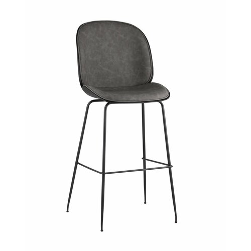 Стул барный STOOL GROUP Beetle со спинкой Серая экокожа