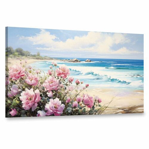 Интерьерная картина 100х60 "Пионы на берегу"