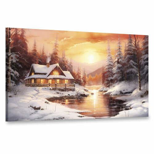 Интерьерная картина 100х60 "Зима в золоте"