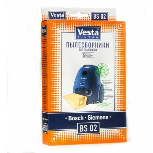 Мешки-пылесборники Vesta filter BS 02 для пылесосов Bosch , 5 шт + фильтр