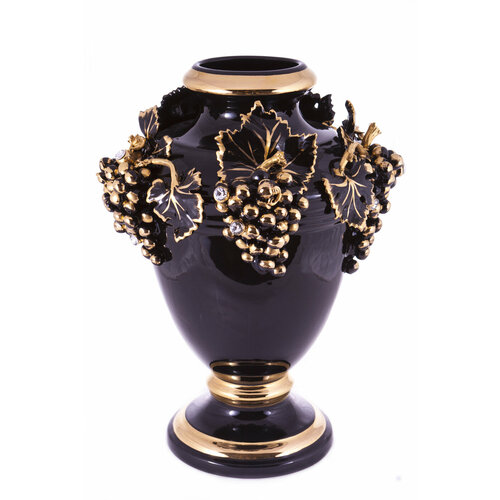 Ваза для цветов Ceramiche Stella Виноград черная с кристаллами Сваровски