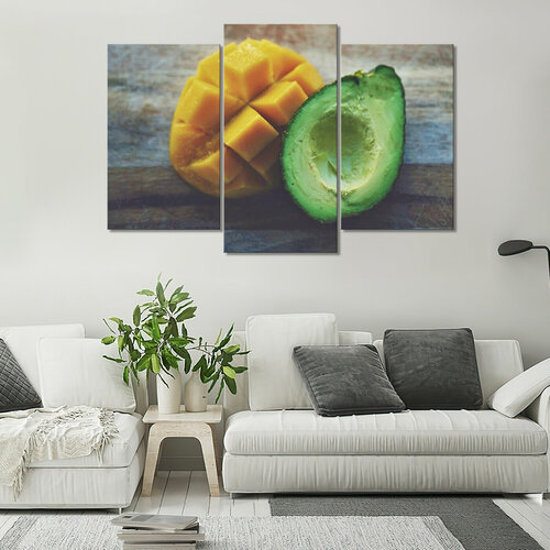 Модульная картина на холсте/Mango and avocado/Манго и авокадо 150х100