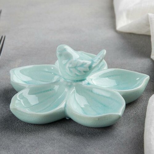 Менажница из керамики 5 ячеек Magistro "Голубка2, 15,5x6,5, цвет голубой, посуда для сервировки