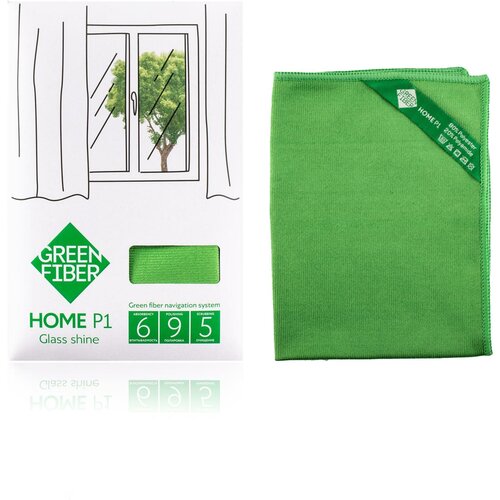 Салфетка для стекла Green Fiber HOME P1, зеленая GREEN FIBER Размеры: 40 х 30 см GreenWay