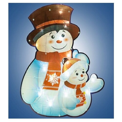 Электрогирлянда Snowmen "Блестящий снеговик со снеговичком", панно, 30 лампочек, белый кабель, 0,37х0,45 м (Е96355)
