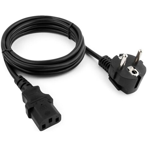 Сетевой Шнур, евровилка угловая-евроразъем С13, кабель 3x0,75 мм 1,2 м PE пакет, цвет: Черный