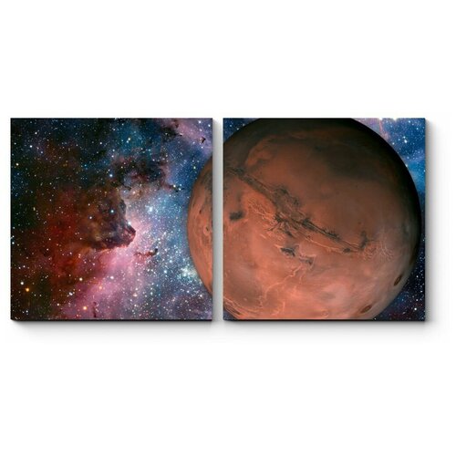 Модульная картина Марс и Вселенная 170x85