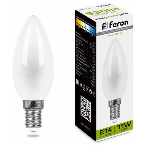 Лампа светодиодная Feron LB-713, 38007, E14, C35, 11 Вт, 4000 К