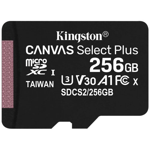 Карта памяти Kingston microSDXC 256 ГБ Class 10, V30, A1, UHS Class 1, R/W 100/85 МБ/с, 1 шт., черный