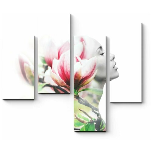 Модульная картина Девушка-цветок 74x69