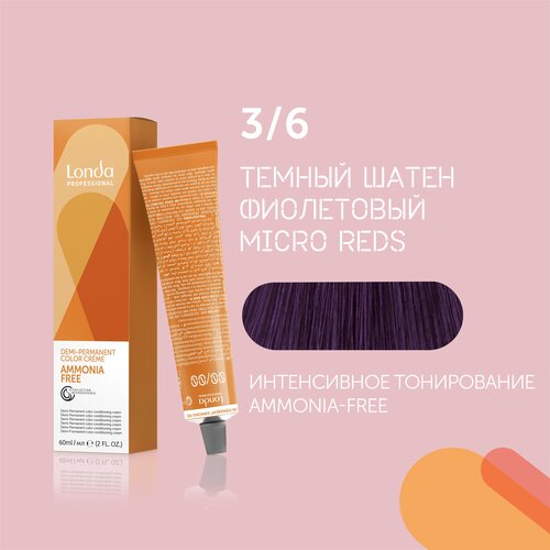 Londa Professional деми-перманентная крем-краска Ammonia-free, 3/6 темный шатен фиолетовый, 60 мл