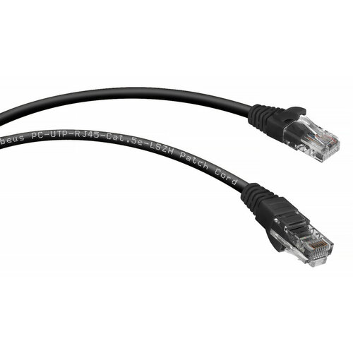 Патч-корд U/UTP Cabeus PC-UTP-RJ45-Cat.5e-5m-BK-LSZH категория 5е, 2xRJ45/8p8c, неэкранированный, черный, LSZH, 5м