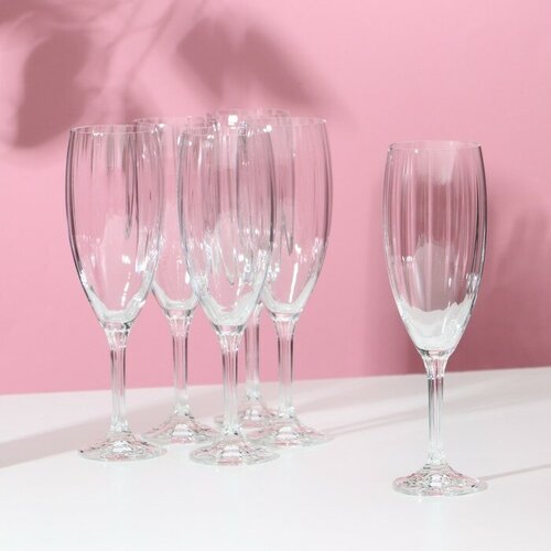 Bohemia Crystal Набор бокалов для шампанского «Магнолия», 6 шт, 210 мл