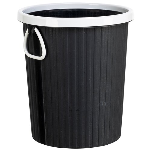 Бак для мусора круглый Happi Dome, с ручками, 9 л, черно-серый