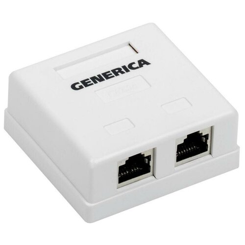 Розетка информационная RJ45 кат.5е FTP 2 порта настенная GENERICA ITK CS2-1C5EF-22-G