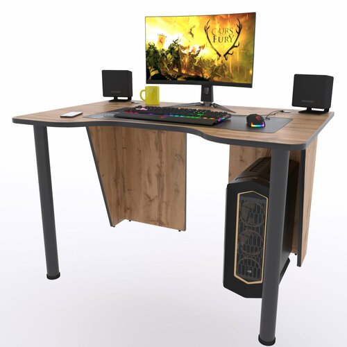 Игровой компьютерный стол "Лакер", 140х80х75 см, дуб вотан с чёрной кромкой