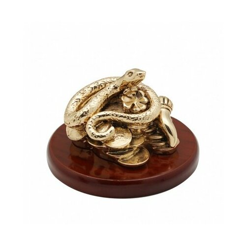 Статуэтка для интерьера "Змея на монетах", позолота, декоративная фигурка змеи, подарок на 8 марта, подарок для женщин, подарок коллегам, подарок девушке