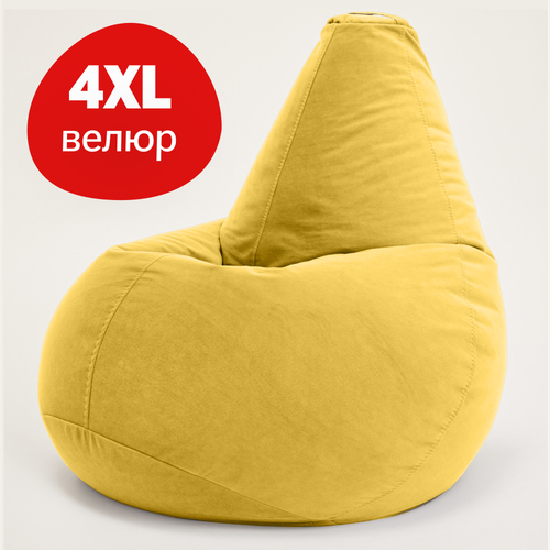 Bean Joy кресло-мешок Груша, размер ХXXXL, мебельный велюр, желтый