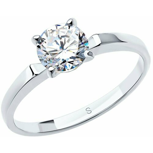 Кольцо помолвочное Diamant online, белое золото, 585 проба, фианит, размер 17.5