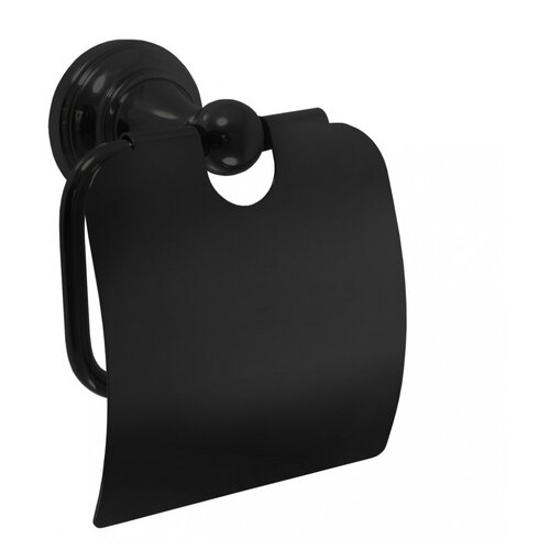 Настенный держатель туалетной бумаги 136 мм. с крышкой, чёрный матовый, RAV-SLEZAK