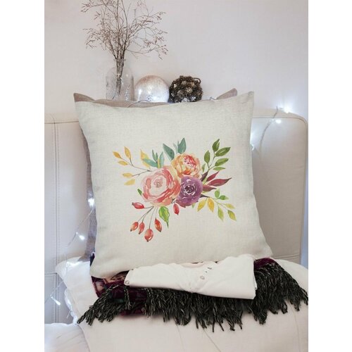 Подушка декоративная на диван Цветы и растения №163