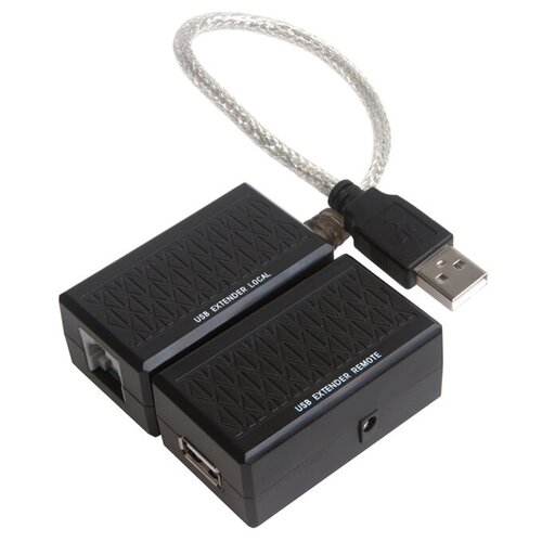 Удлинитель GCR USB - RJ-45 / RJ-45 - USB (GCR-UEC60DC), 60 м, черный