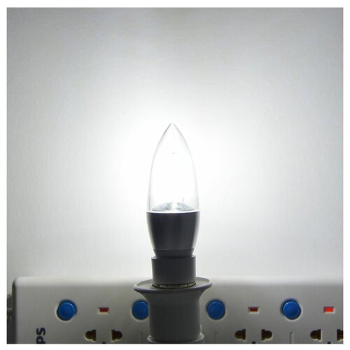 Лампа (LED) свеча прямая, E14, 7Вт. Цвет дневной белый, прозрачная. Комплект 5 штук