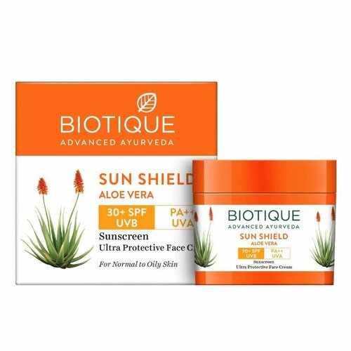 Солнцезащитный крем для лица SPF 30 с Алоэ Вера Биотик / Sun Shield Aloe Vera Sunscreen Ultra Protective Face Cream SPF 30+ Biotique , 50 г.