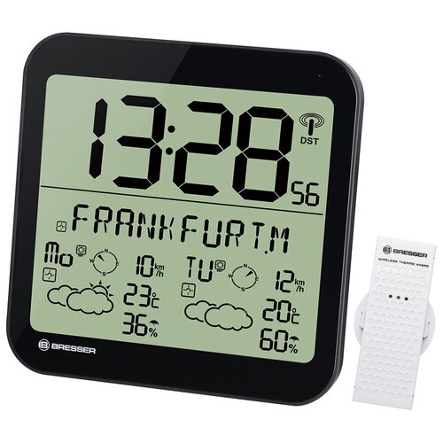 Часы настенные Bresser (Брессер) MyTime Meteotime LCD, черные